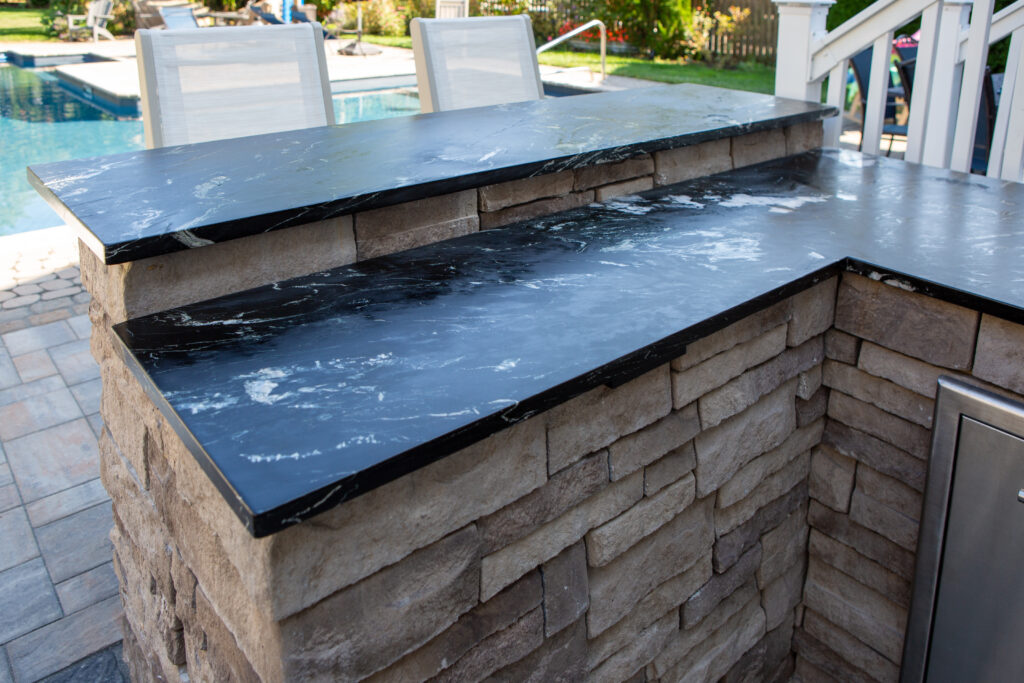 Noire Soapstone/Slate Outdoor Kitchen | Soapstone, Slate, Wood and ...