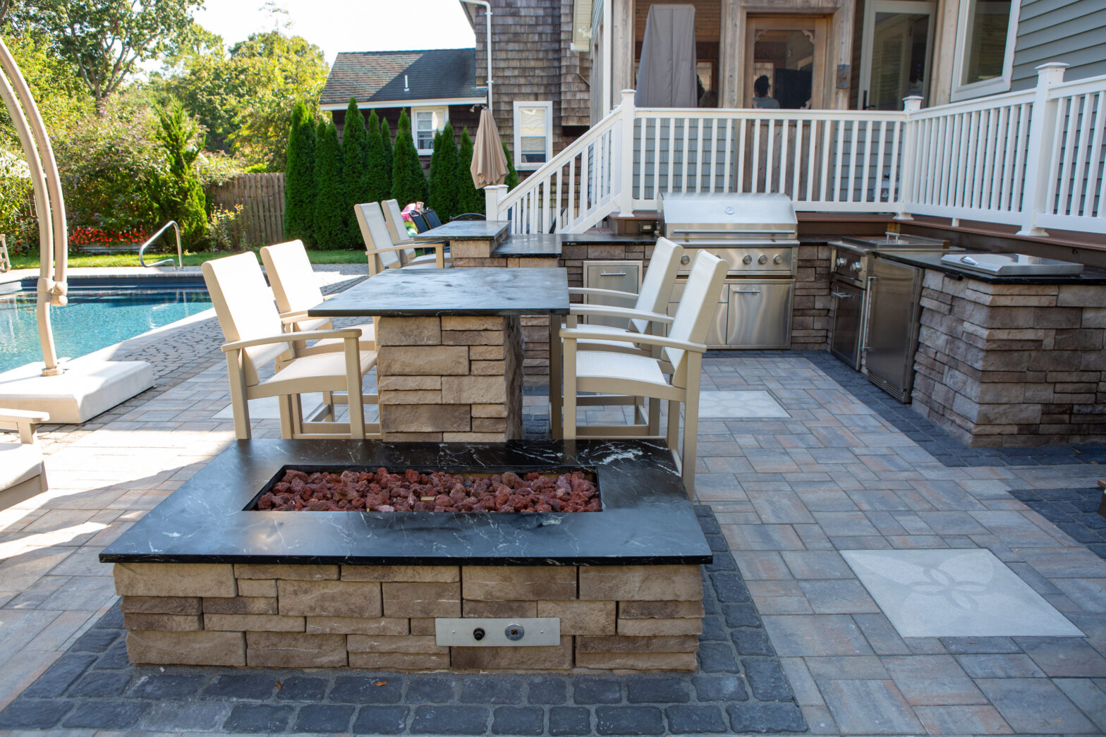 Noire Soapstone/Slate Outdoor Kitchen | Soapstone, Slate, Wood and ...