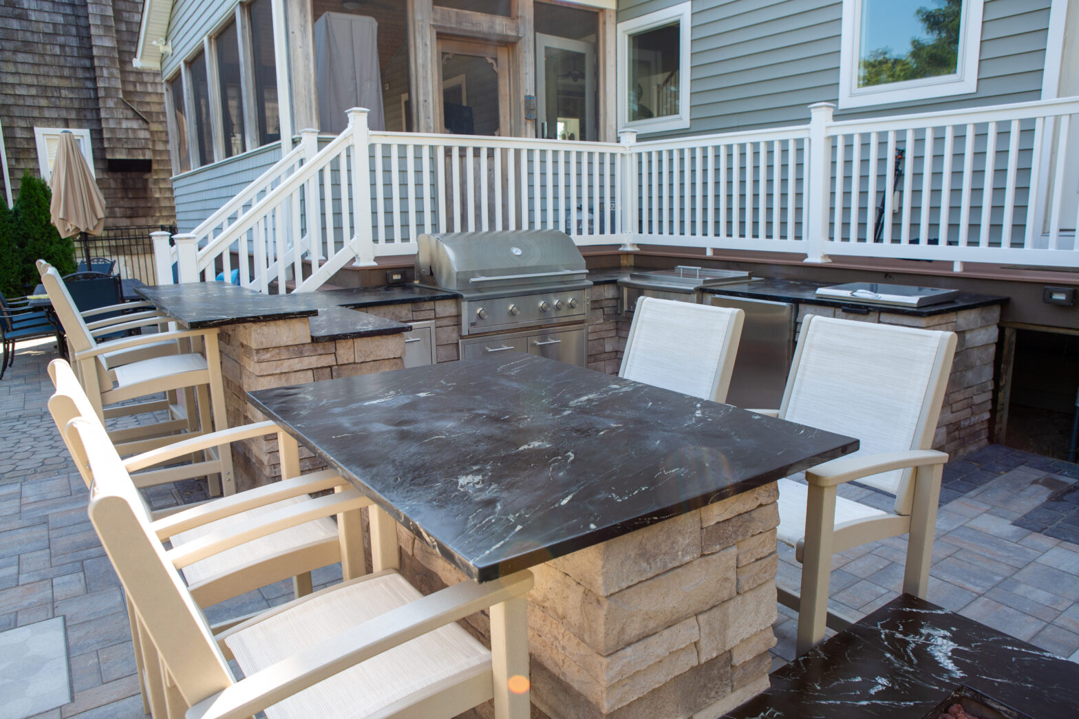 Noire Soapstone/Slate Outdoor Kitchen | Soapstone, Slate, Wood and ...